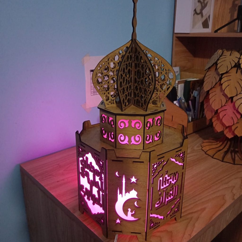 Laser Cut Wooden Ramadan Kareem Lantern LED Light Lamp - resellKori