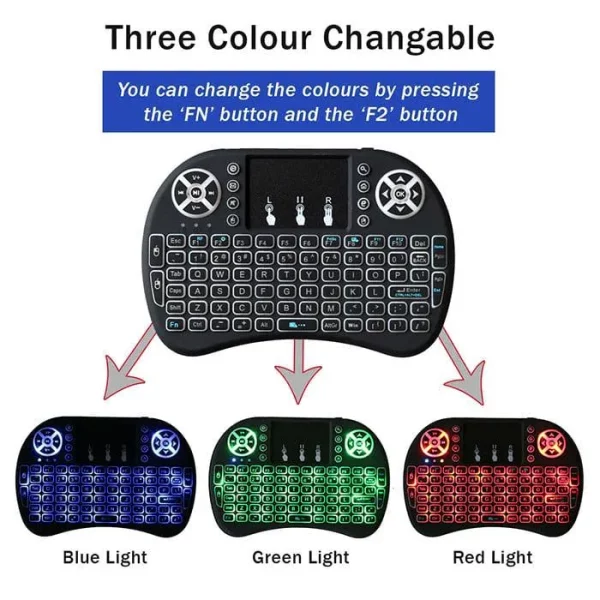 RII i8 RGB Backlit Mini Wireless Gaming Keyboard with Touchpad & Mouse ...